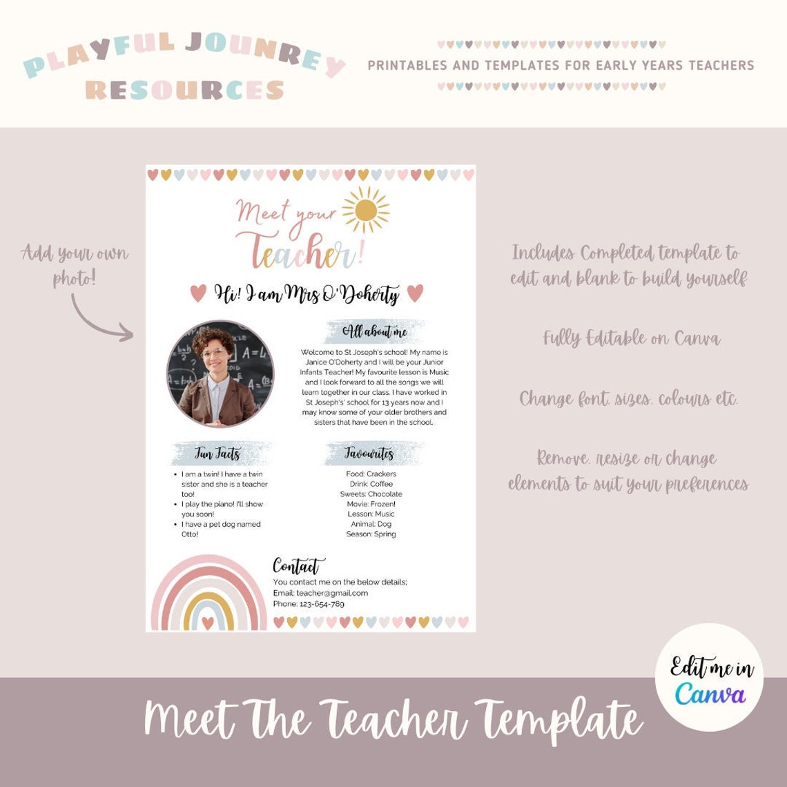 Meet the Teacher Template, Meet Your Teacher, Editable Printable ...