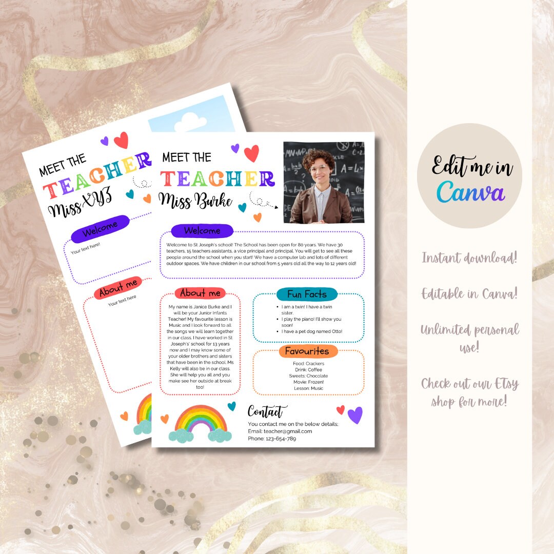 Meet the Teacher Template, Meet Your Teacher, Editable Printable ...