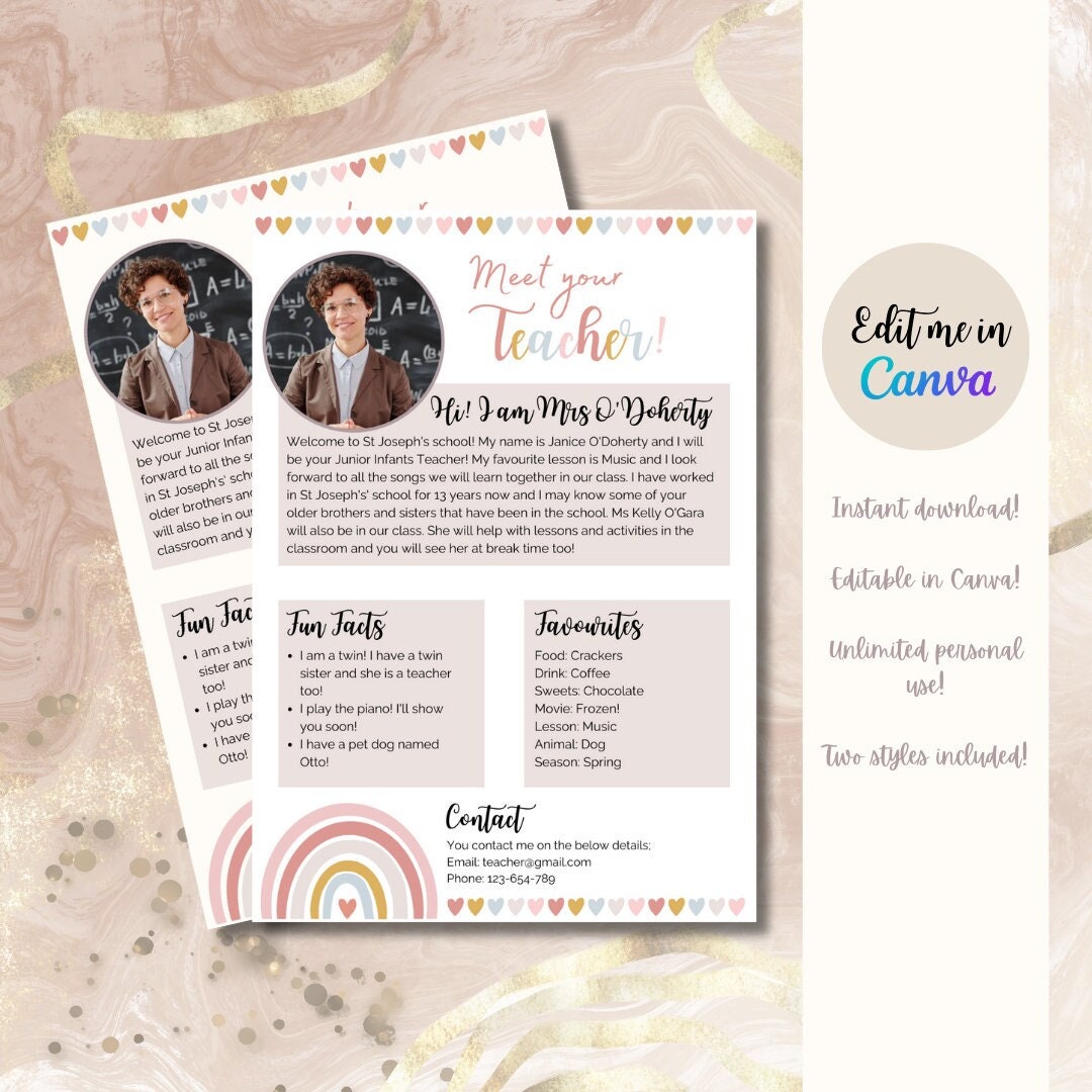 Meet the Teacher Template, Editable Printable Template, Editable ...
