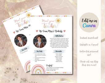 Meet the Teacher Template, Editable Printable Template, Editable ...