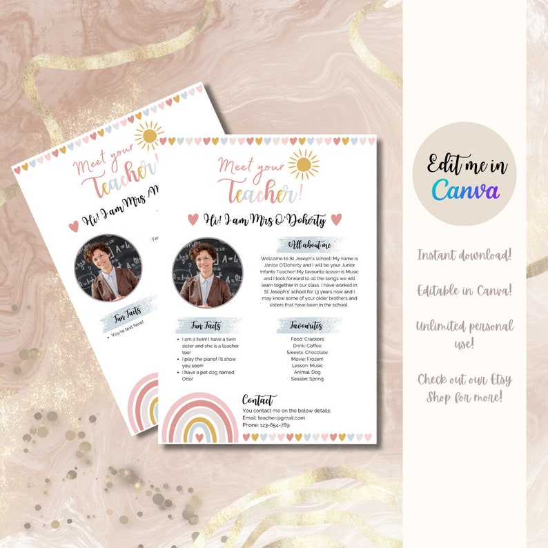 Meet the Teacher Template, Meet Your Teacher, Editable Printable ...