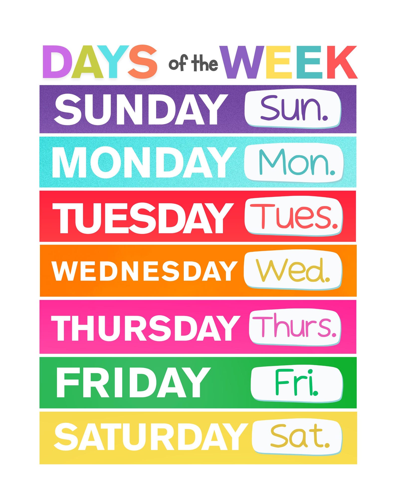 Months of the Year / Days of the Week - Etsy