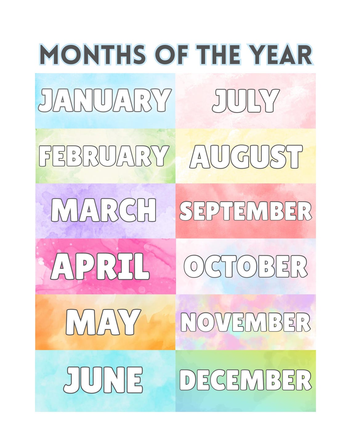 Months of the Year / Days of the Week - Etsy Canada