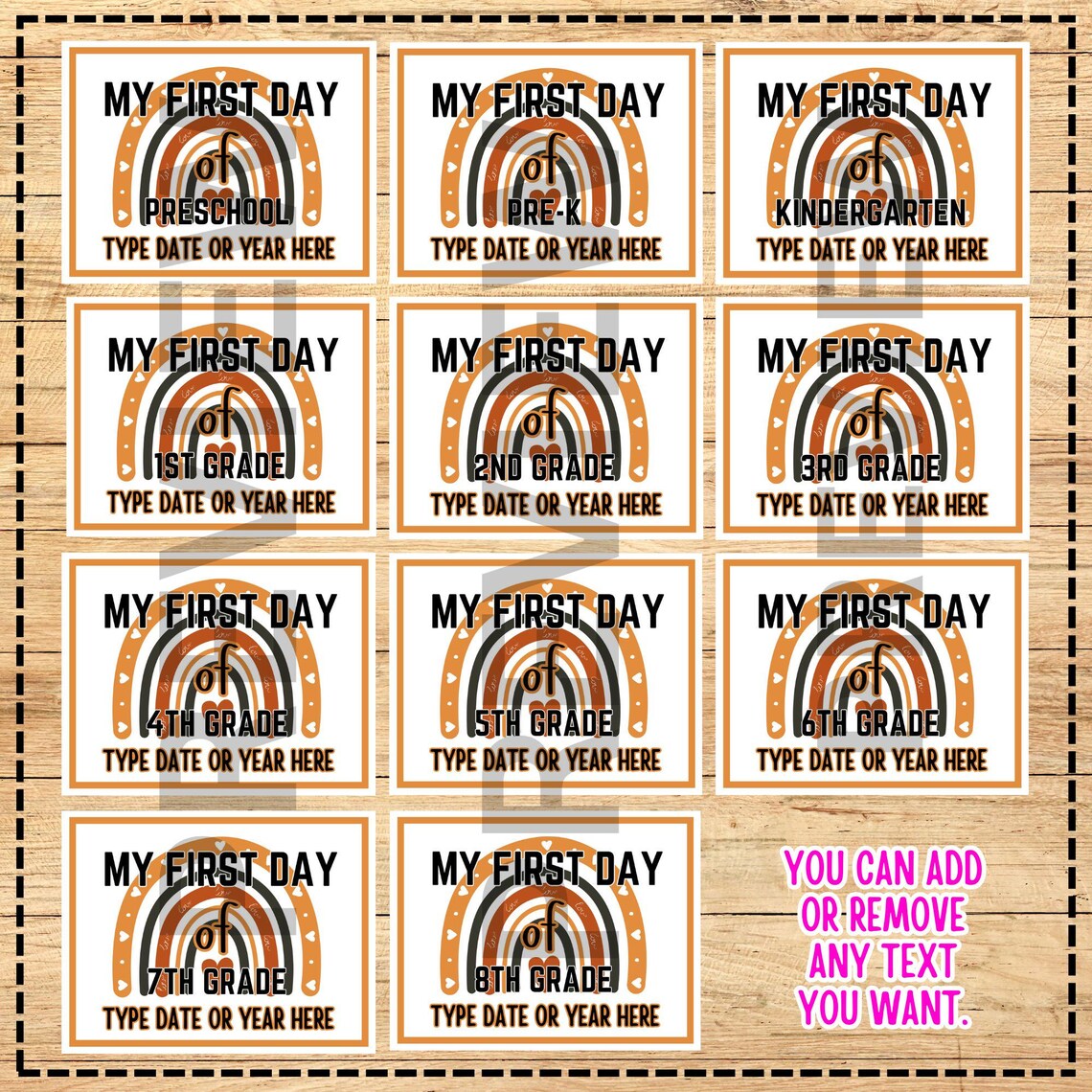 EDITABLE First Day of School Sign, Printable First Day of School Sign ...