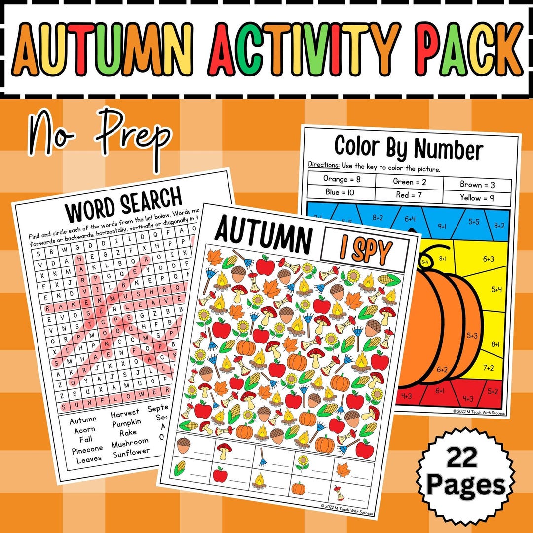 Autumn October Activity Pack | Fall Early Finisher I SPY, Word Search ...