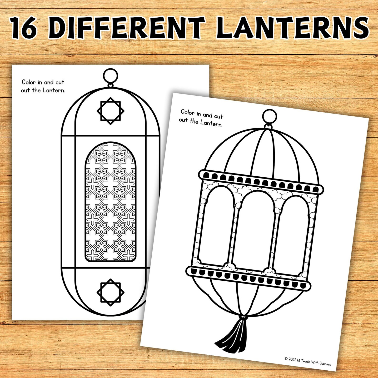 Eid Al-adha & Ramadan Lanterns Coloring Pages | Lantern Template ...