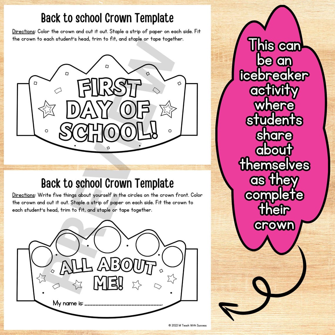 All About Me & Goals Paper Crown Crafts First Day of School Crown ...