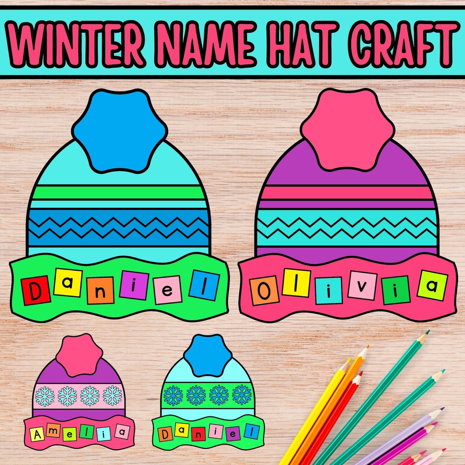 Winter Name Hat Craft Activity Hat Template Printable Winter Bulletin ...