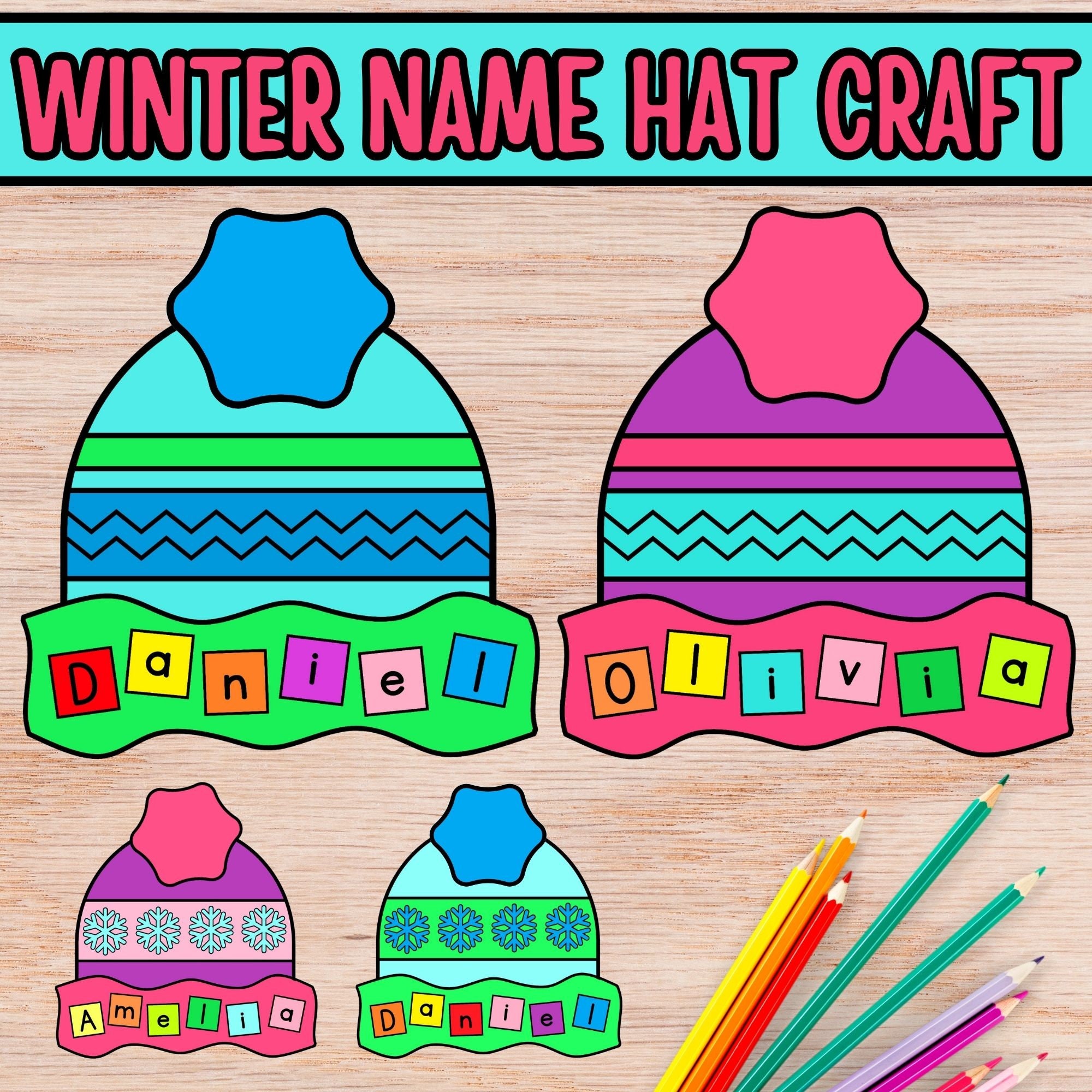 Winter Name Hat Craft Activity | Hat Template Printable Winter Bulletin ...
