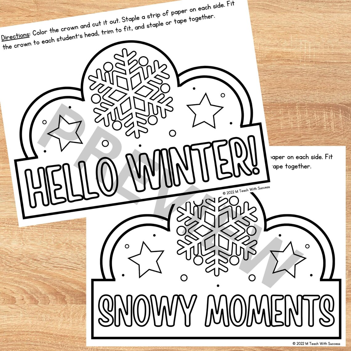 Winter Paper Crown Craft Templates | Winter Headband | Winter Snowflake ...