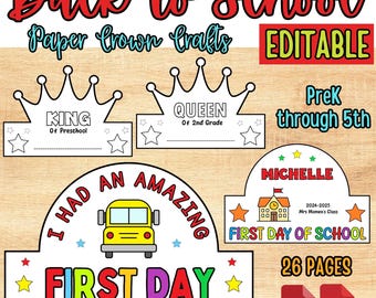 All About Me & Goals Paper Crown Crafts | First Day of School Crown ...
