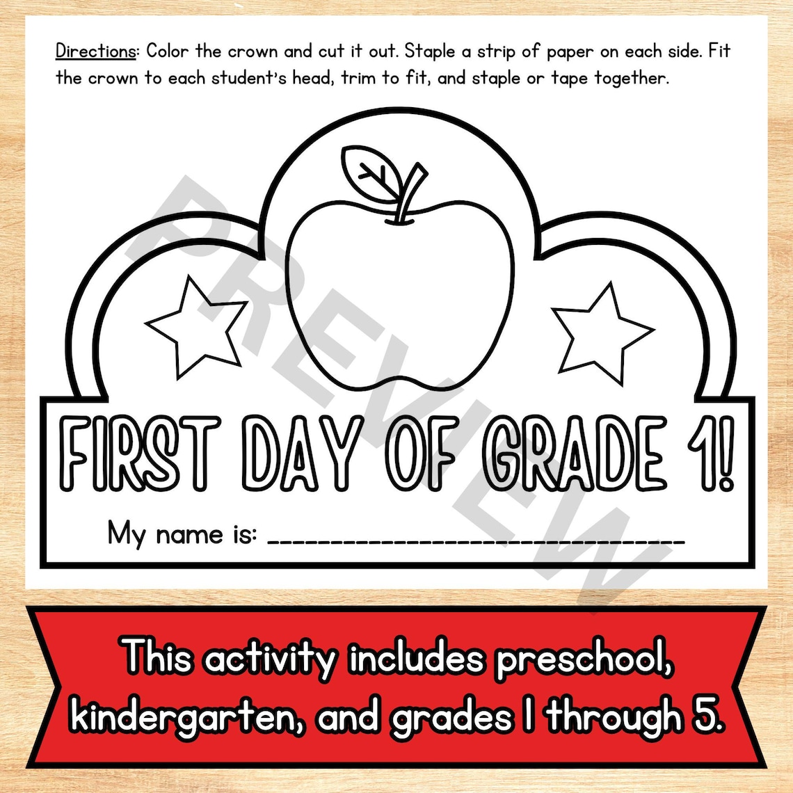 Printable Back to School Crowns, First Day of School Crown Templates ...