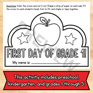 Printable Back to School Crowns, First Day of School Crown Templates ...
