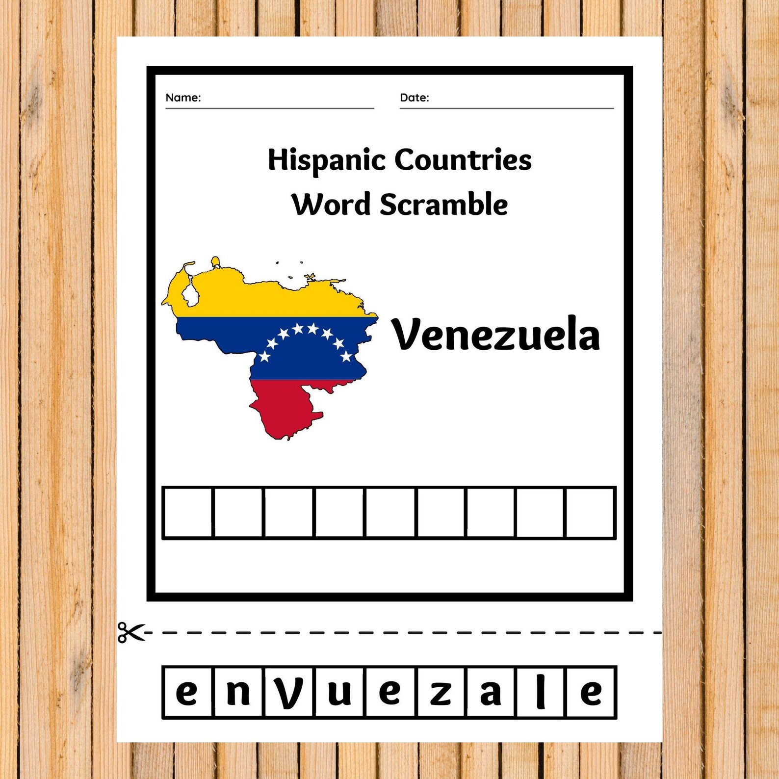 Spanish Speaking Countries Word Scramble Game National Hispanic ...