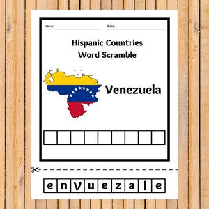 Spanish Speaking Countries Word Scramble Game National Hispanic ...
