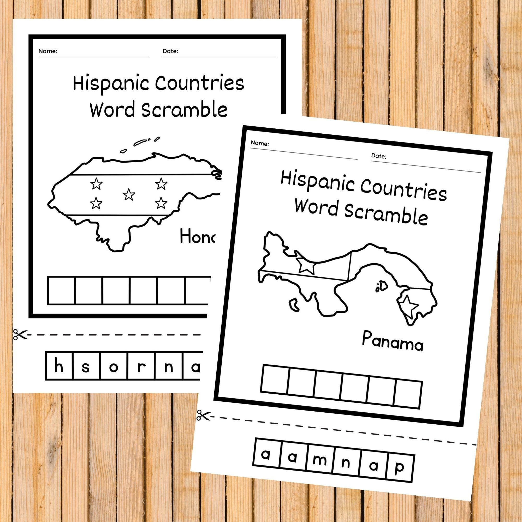 Spanish Speaking Countries Word Scramble Game | National Hispanic ...
