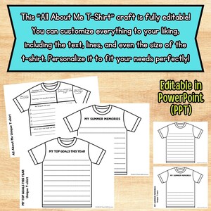 Fully Editable All About Me T-shirt Craft Template | Printable Back to ...