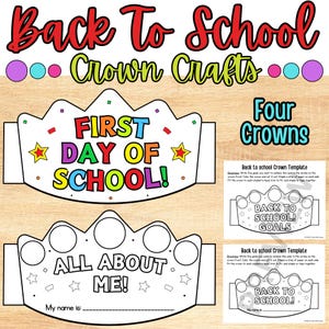 All About Me & Goals Paper Crown Crafts | First Day of School Crown ...