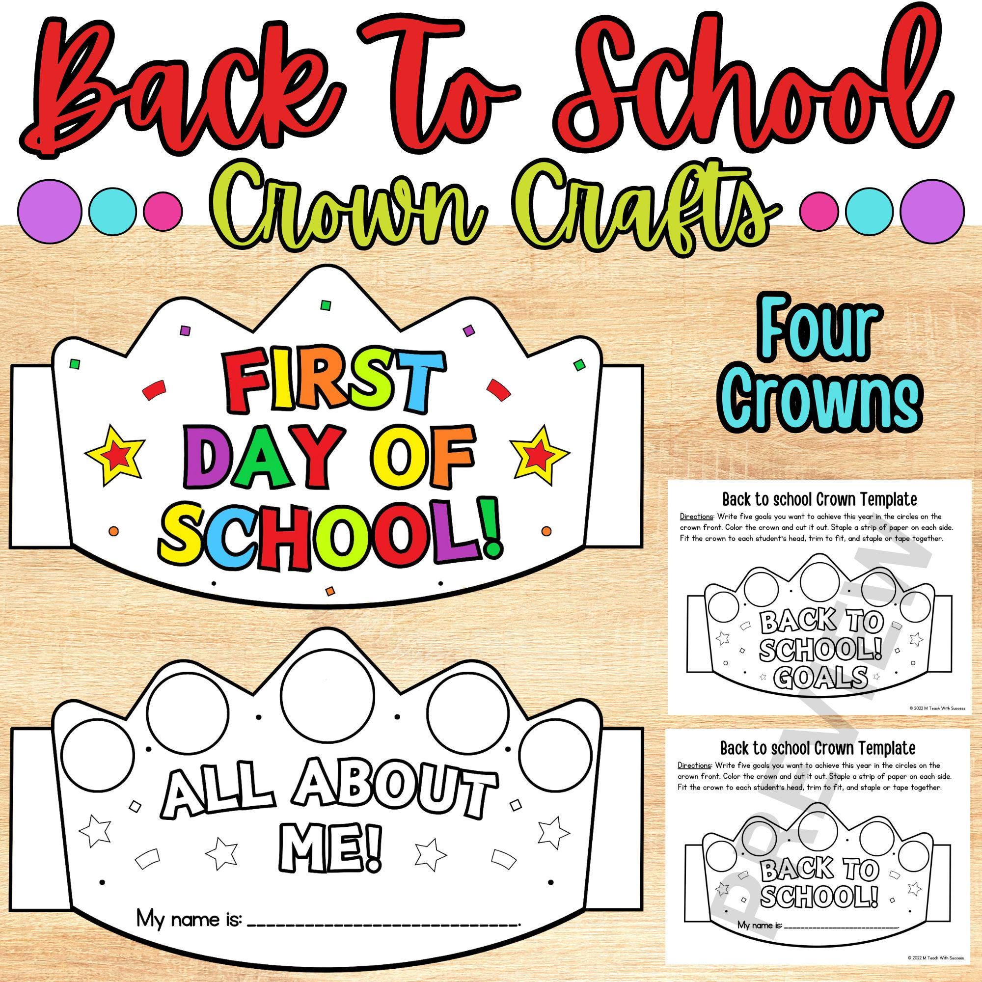 All About Me & Goals Paper Crown Crafts | First Day of School Crown ...