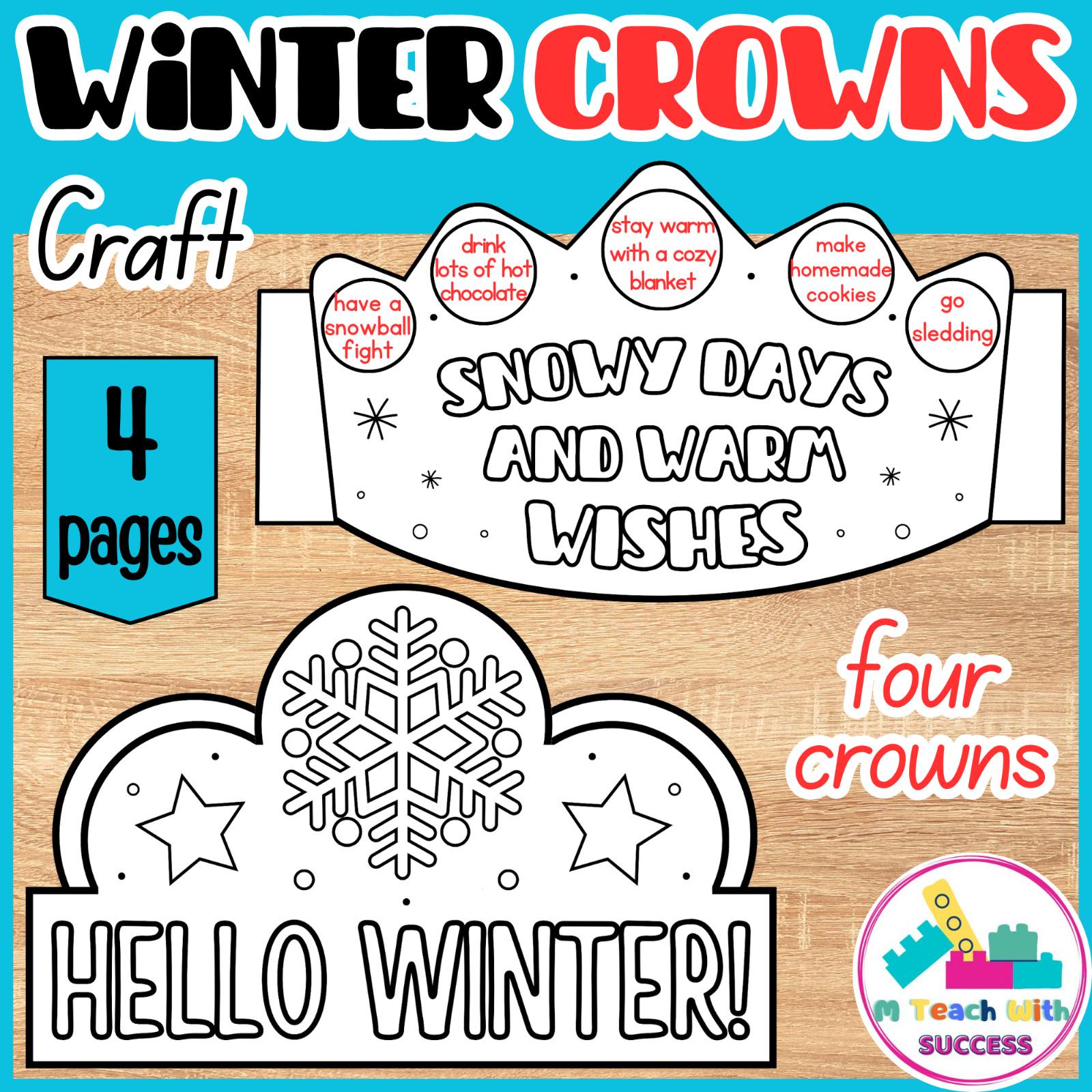 Winter Paper Crown Craft Templates | Winter Headband | Winter Snowflake ...