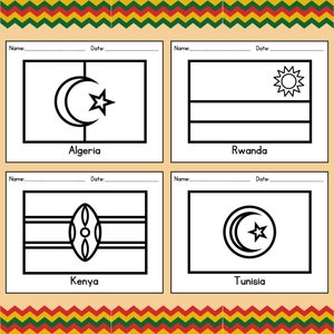 African Countries Flags, Coloring Sheets, Black History Month - Etsy