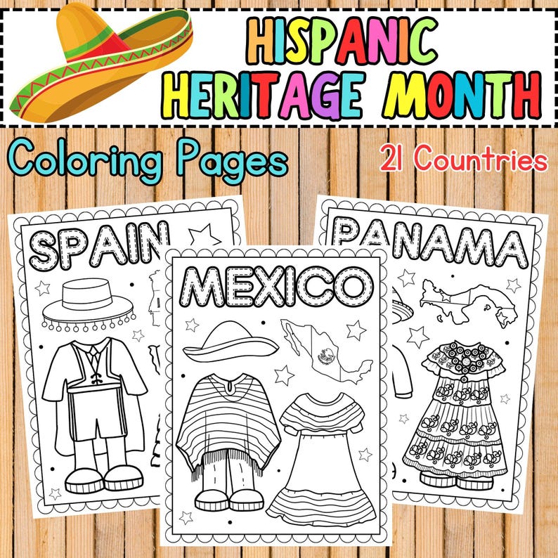 Hispanic Heritage Month Coloring Pages | Spanish Speaking Countries ...