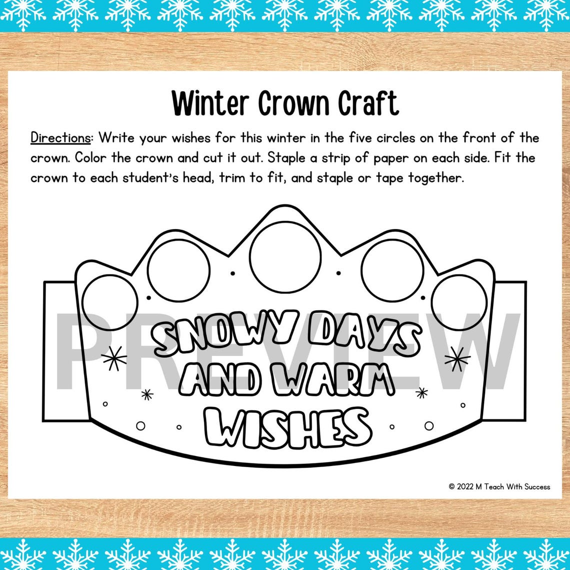 Winter Paper Crown Craft Templates | Winter Headband | Winter Snowflake ...