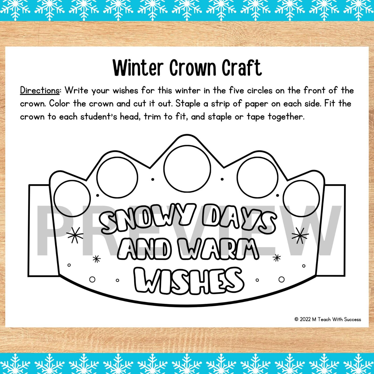 Winter Paper Crown Craft Templates | Winter Headband | Winter Snowflake ...