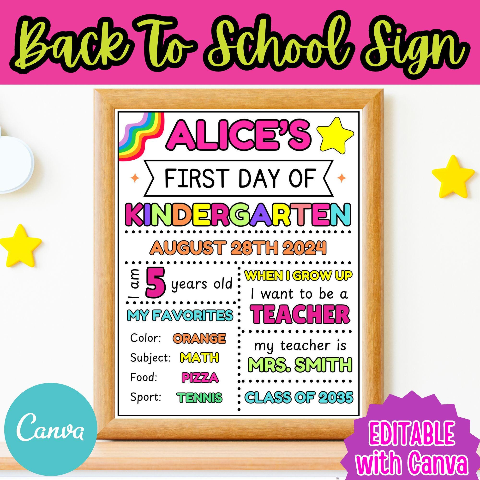 EDITABLE First Day of School Sign, Printable First Day of School Sign ...