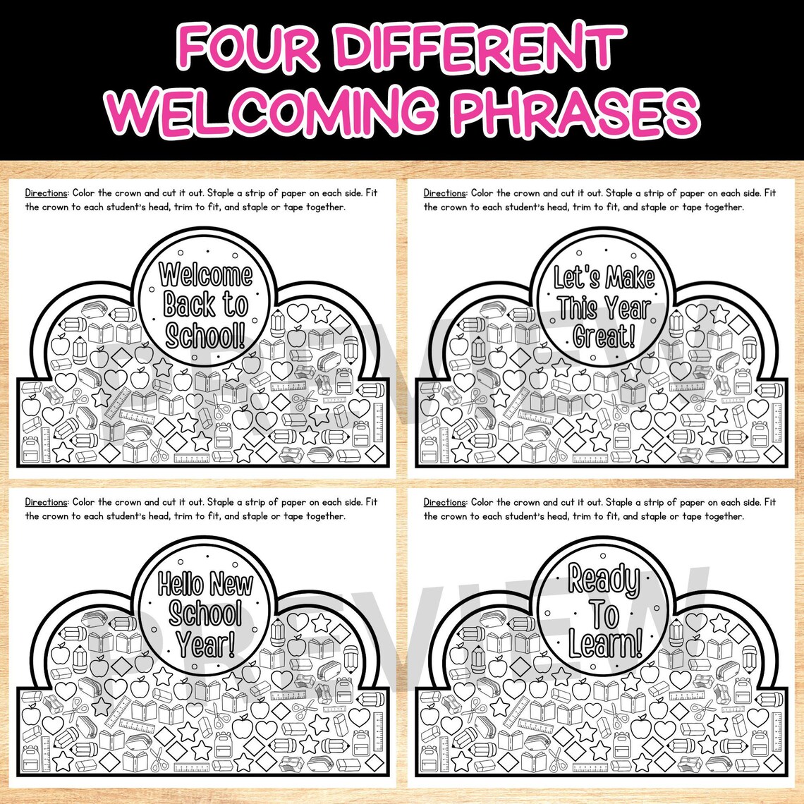 Printable Back to School Paper Crown Crafts First Day of School Crown ...