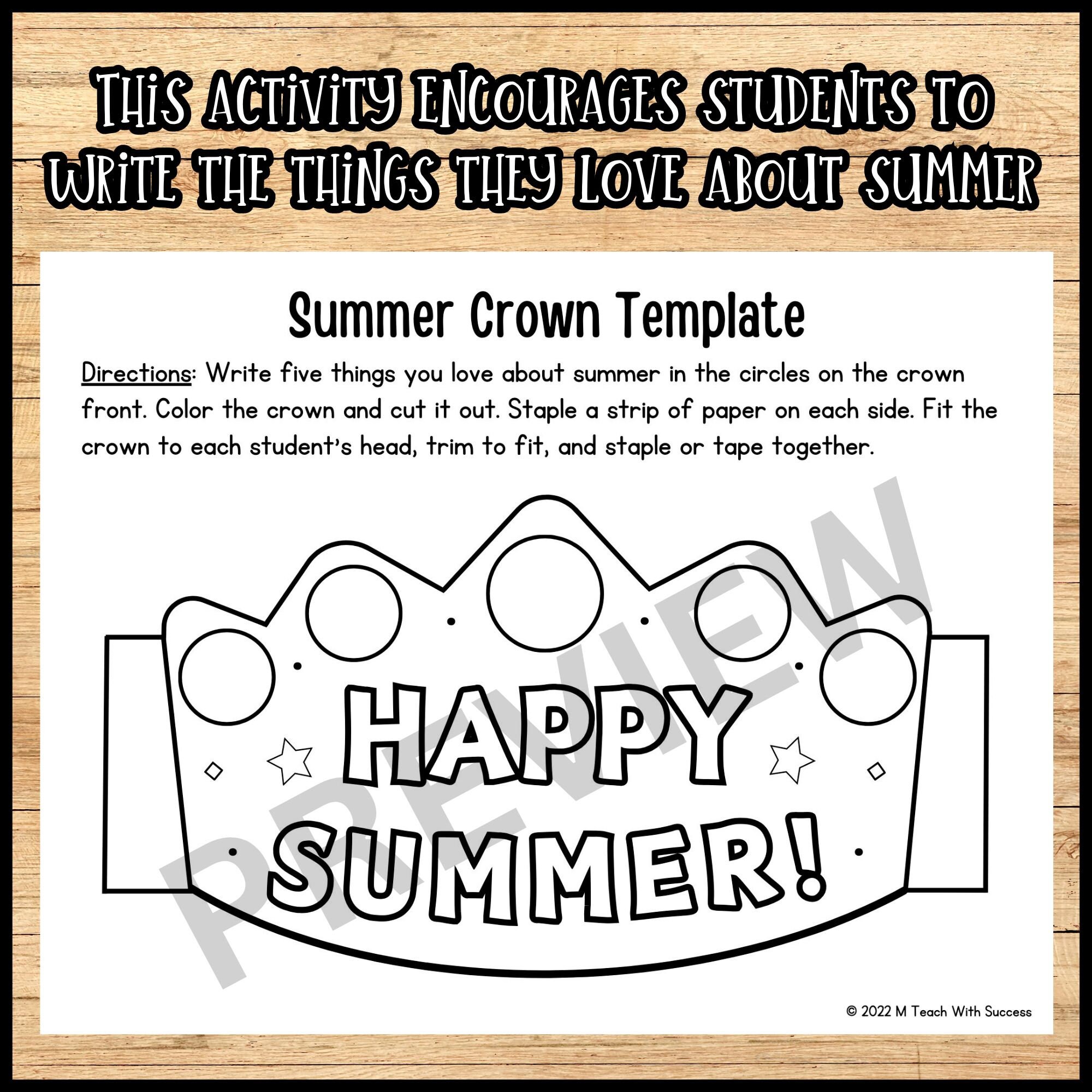 End of Year & Summer Paper Crown Craft Templates Sun Headband Crafts - Etsy