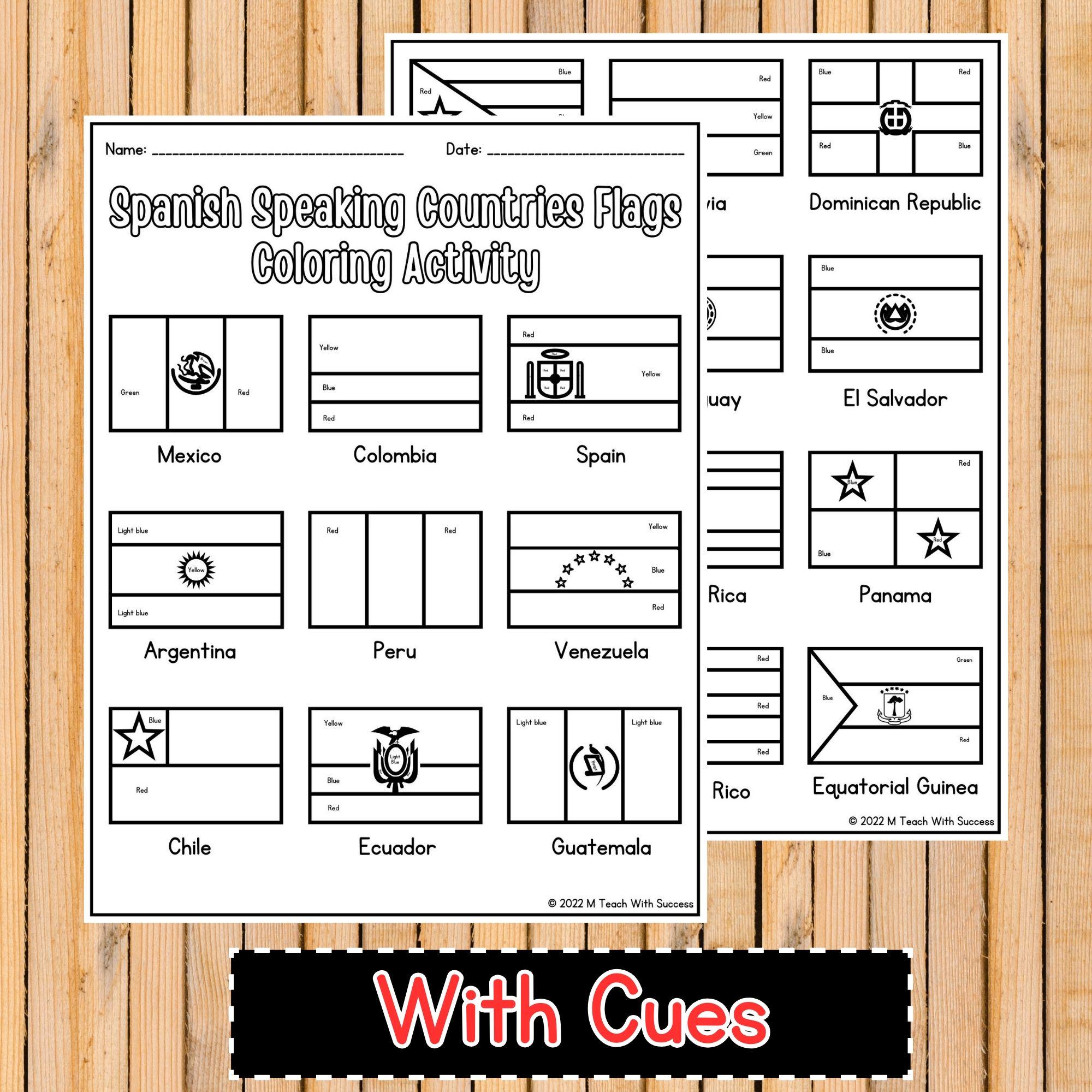 Spanish Speaking Countries Coloring Sheets | Hispanic Heritage Month ...