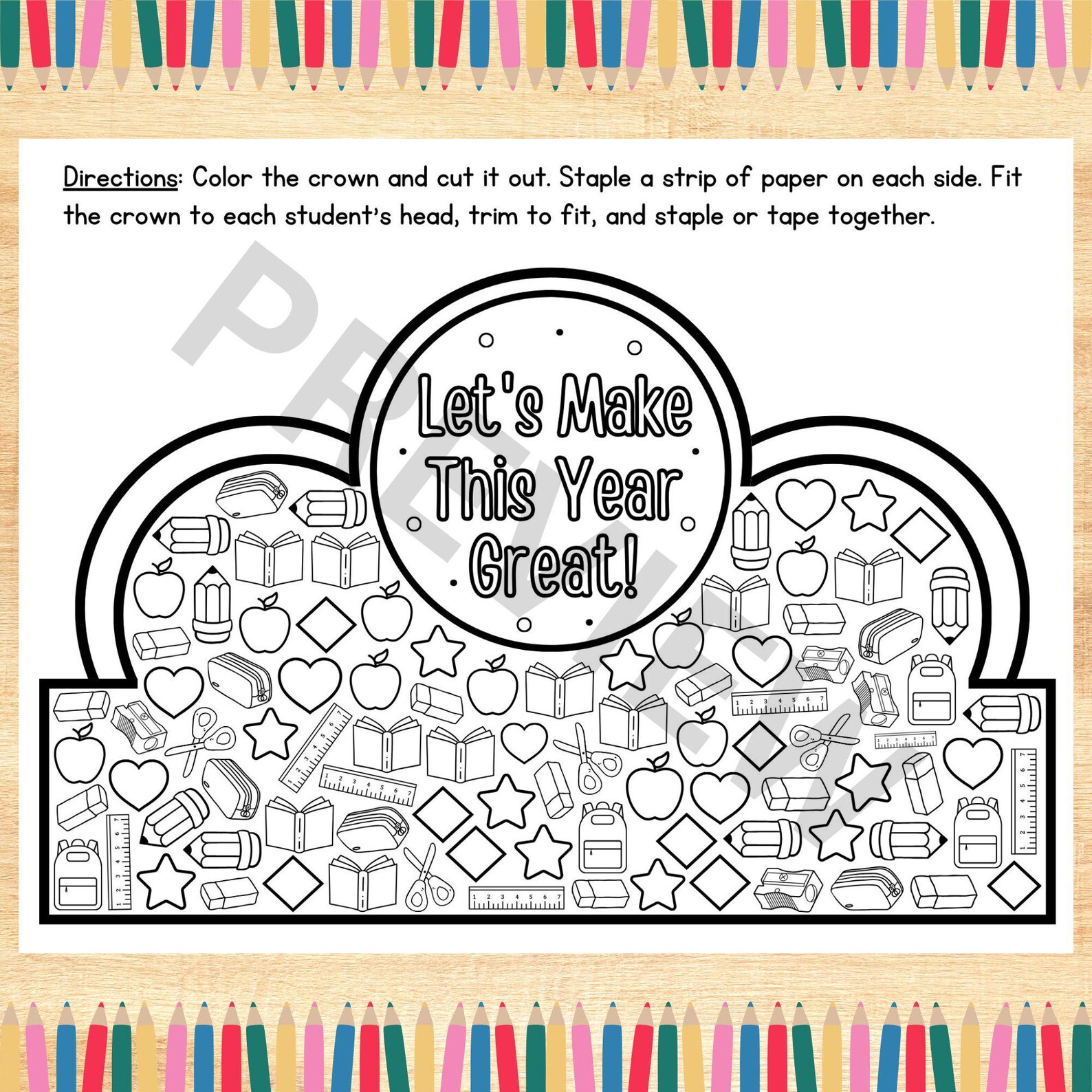 Printable Back to School Paper Crown Crafts | First Day of School Crown ...