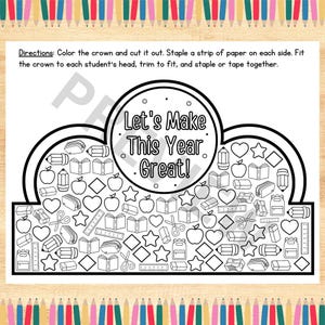 Printable Back to School Paper Crown Crafts | First Day of School Crown ...