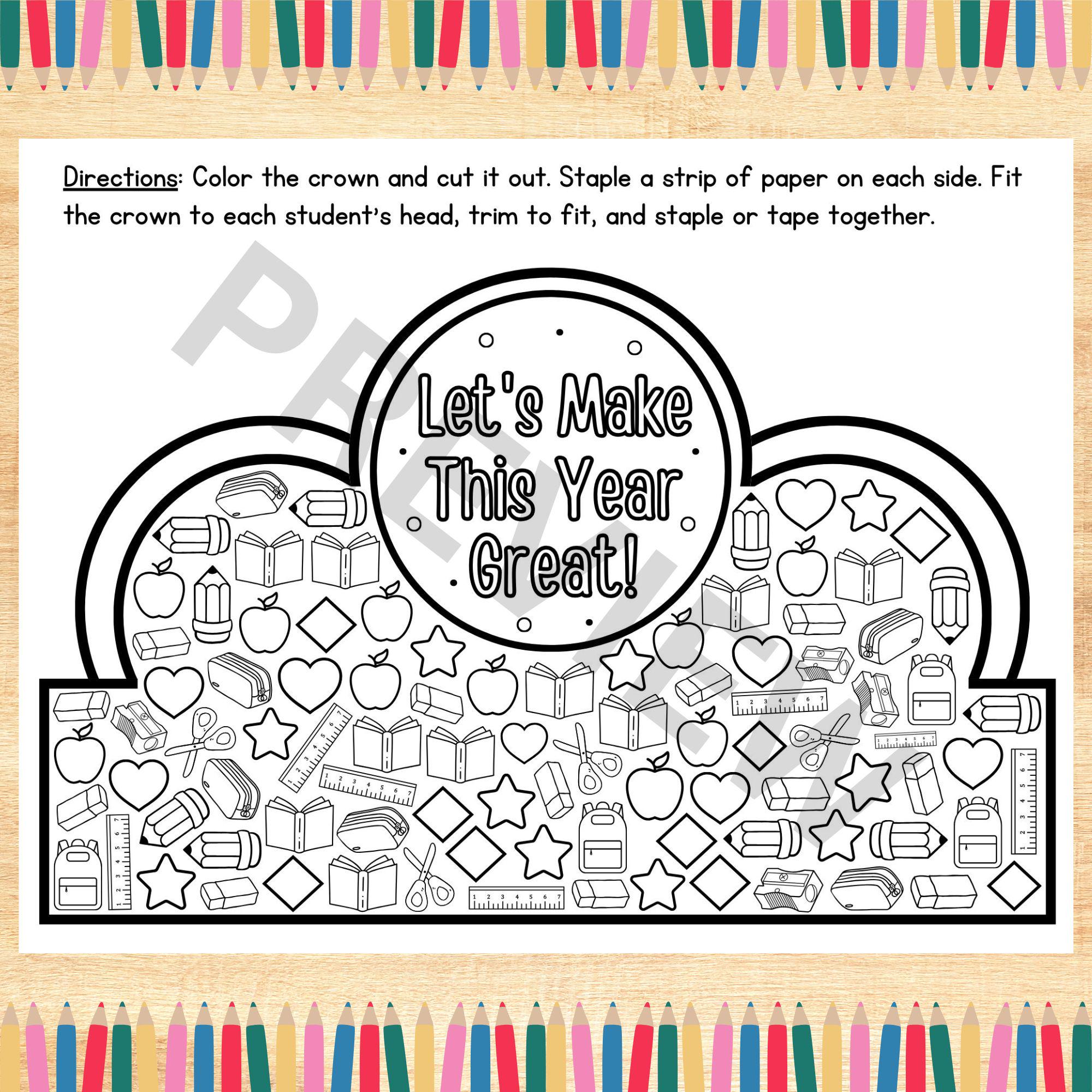 Printable Back to School Paper Crown Crafts | First Day of School Crown ...