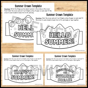 End of Year & Summer Paper Crown Craft Templates Sun Headband Crafts - Etsy