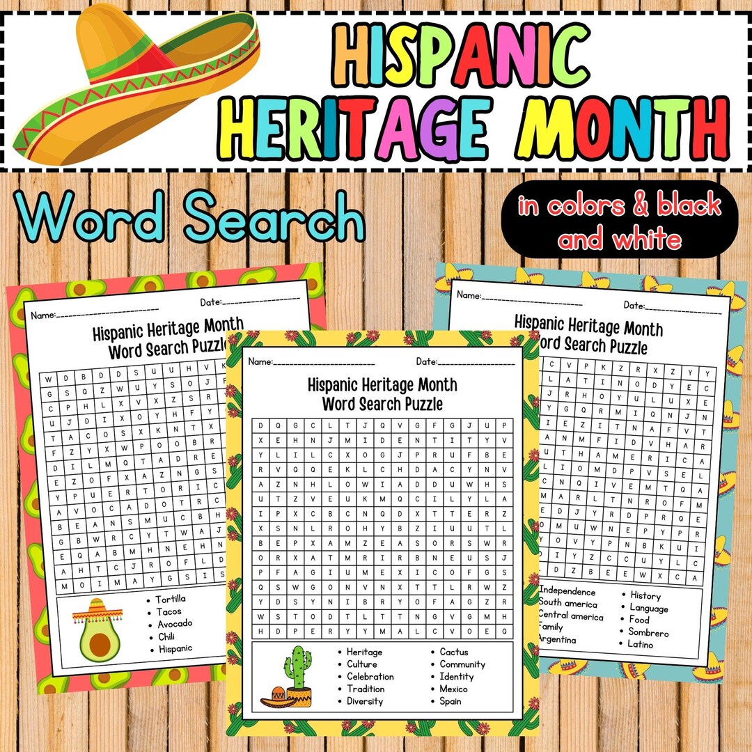 Hispanic Heritage Month Word Search Puzzle Game | September & October ...