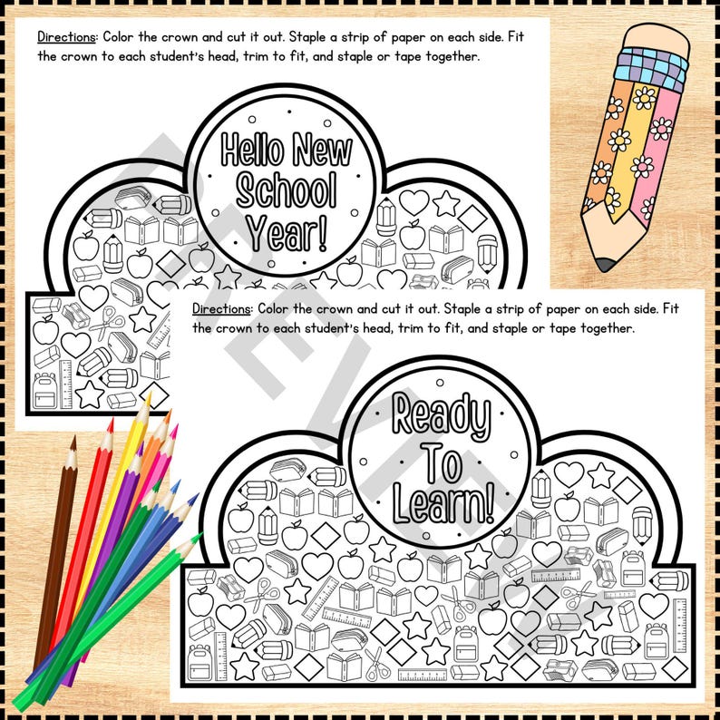 Printable Back to School Paper Crown Crafts | First Day of School Crown ...