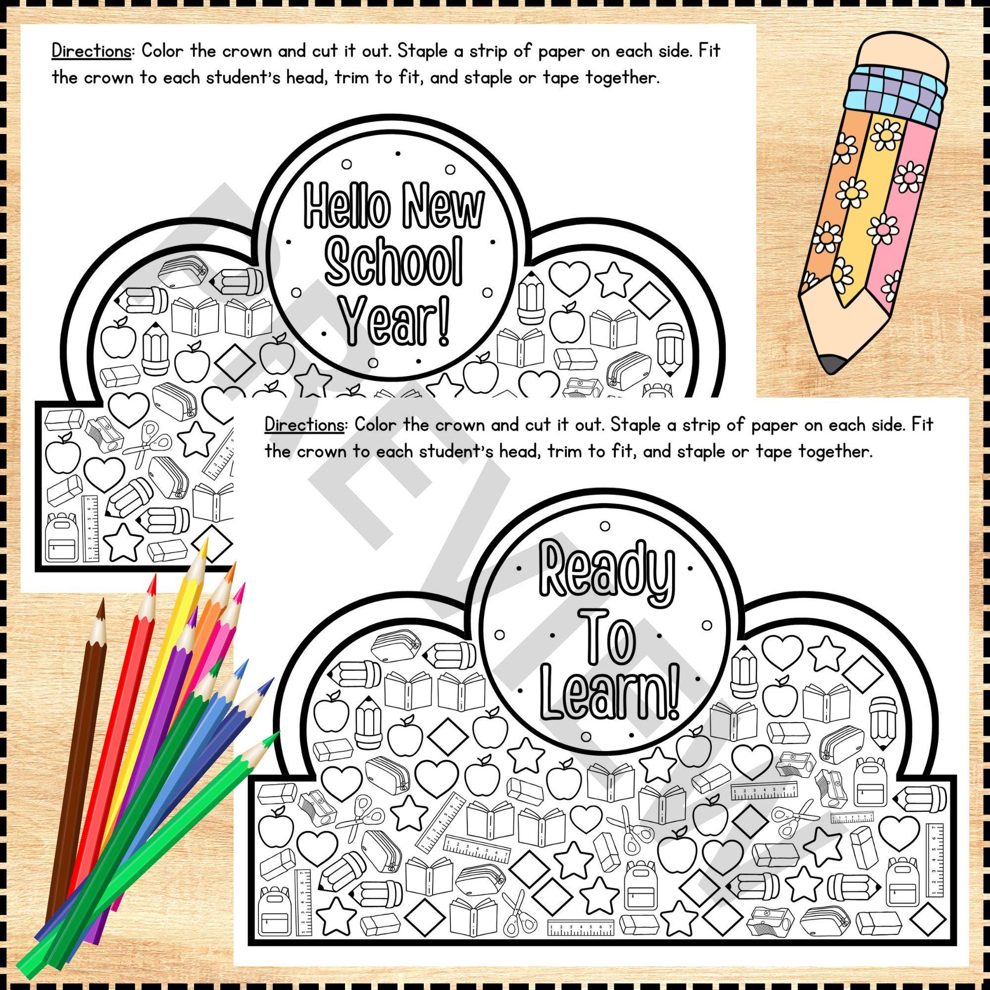 Printable Back to School Paper Crown Crafts | First Day of School Crown ...