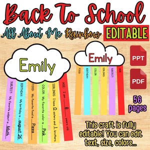 Fully Editable All About Me Rainbow Craft Templates | Printable Back to ...