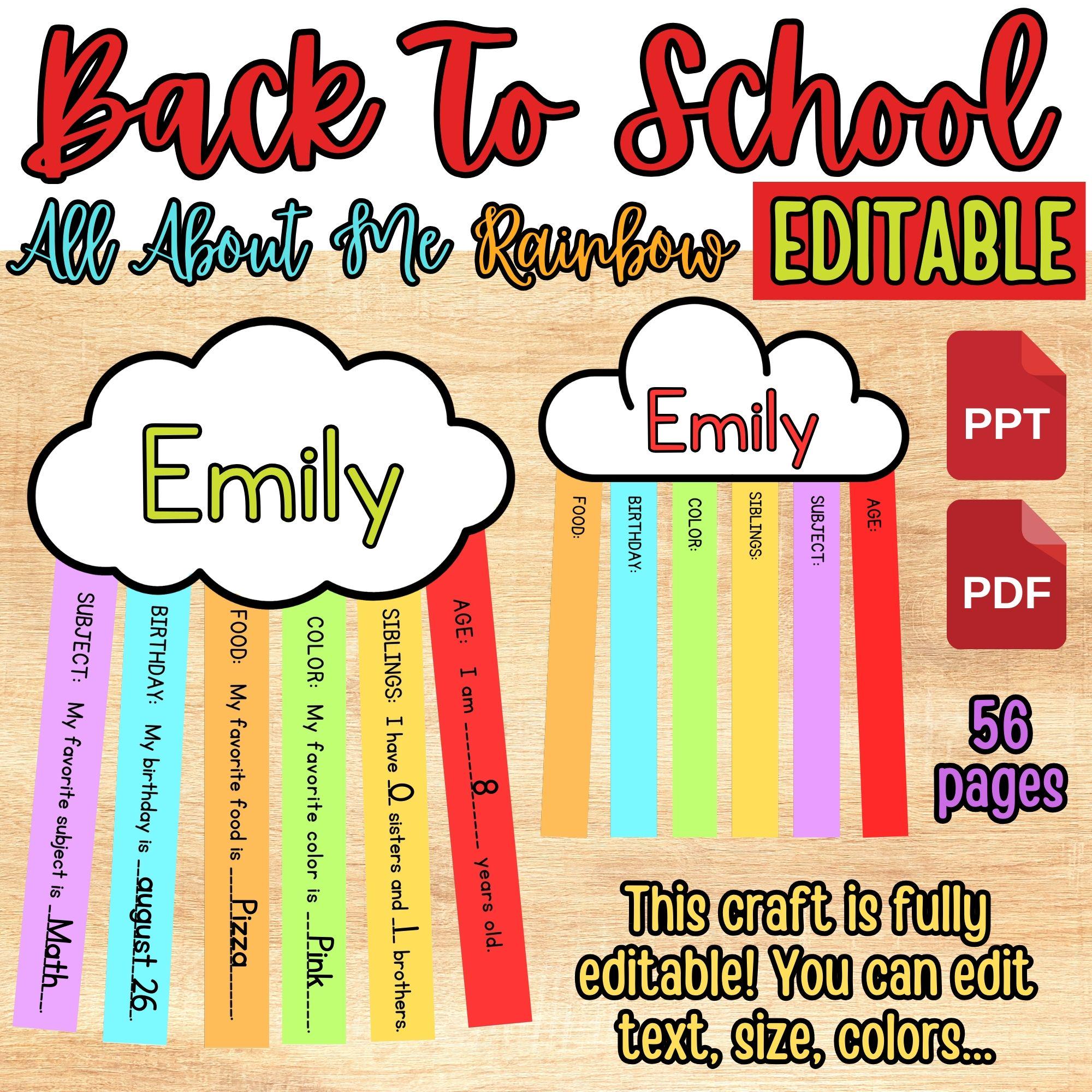 Fully Editable All About Me Rainbow Craft Templates | Printable Back to ...