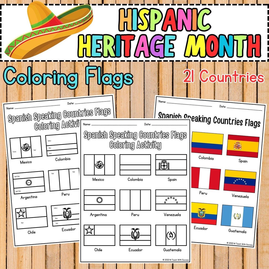 Spanish Speaking Countries Coloring Sheets | Hispanic Heritage Month ...