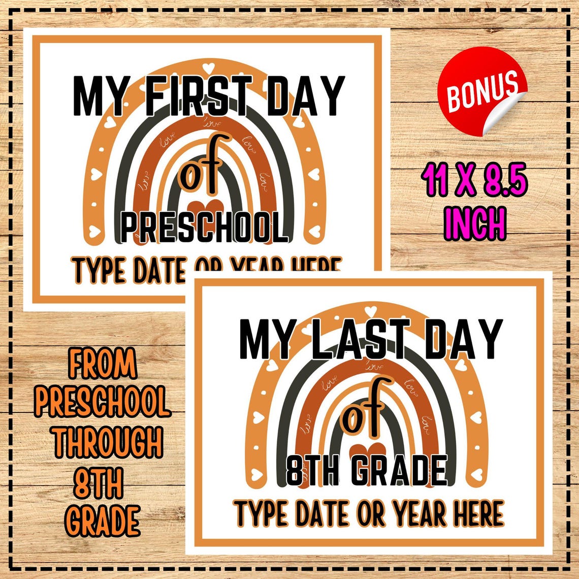 EDITABLE First Day of School Sign, Printable First Day of School Sign ...