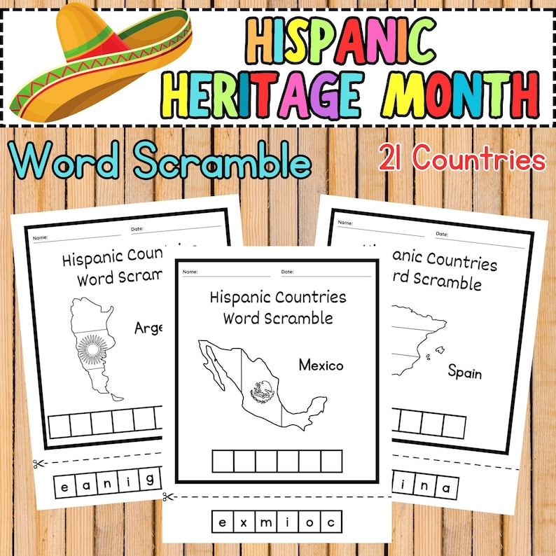 Spanish Speaking Countries Word Scramble Game | National Hispanic ...
