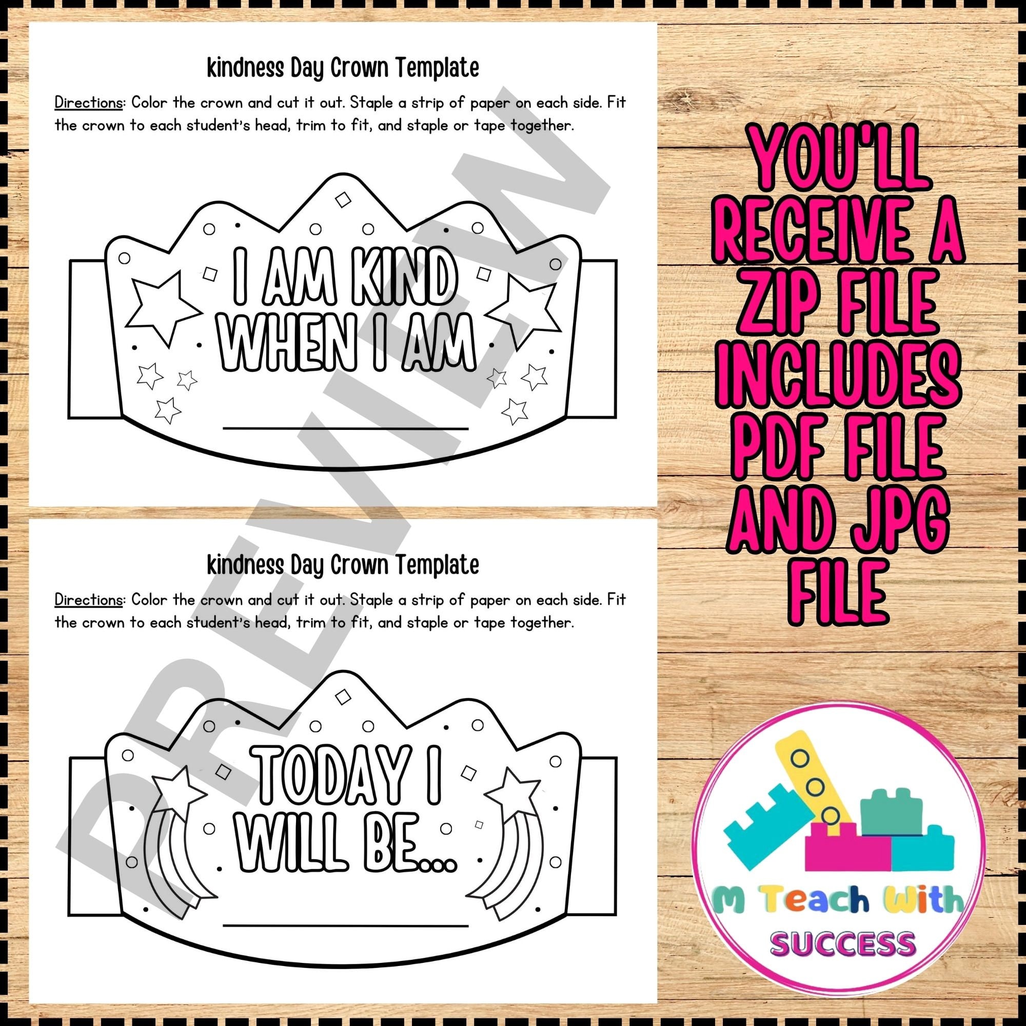 World Kindness Day Paper Crown Templates | World Kindness Day Headband ...