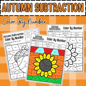 Fall Math Coloring Sheets Activities Autumn Math Color by Number ...