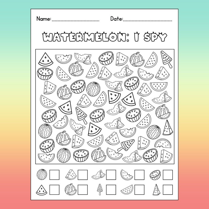 End of the Year Summer I SPY Coloring Pages Beach Day, Ice Cream ...