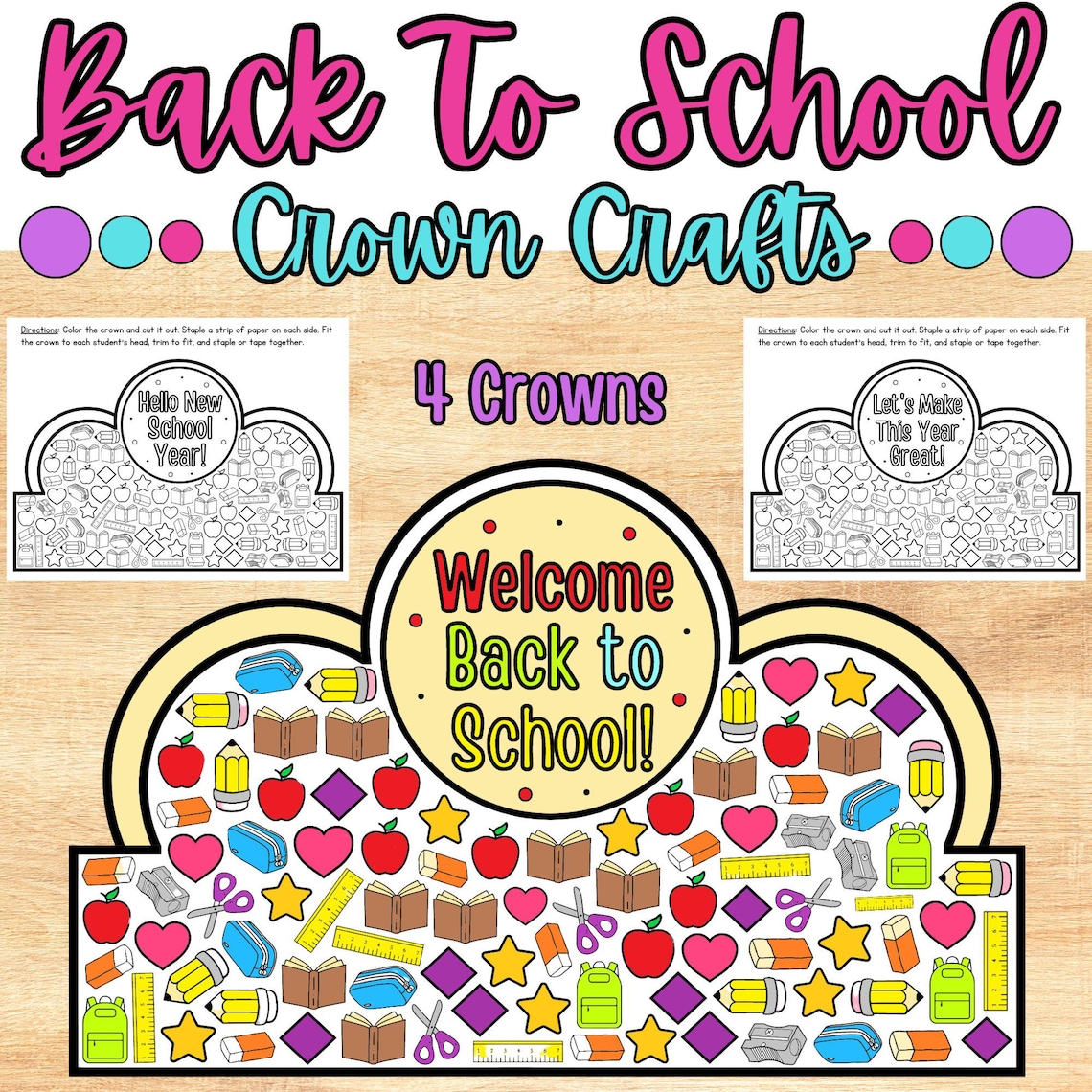 Printable Back to School Paper Crown Crafts First Day of School Crown ...