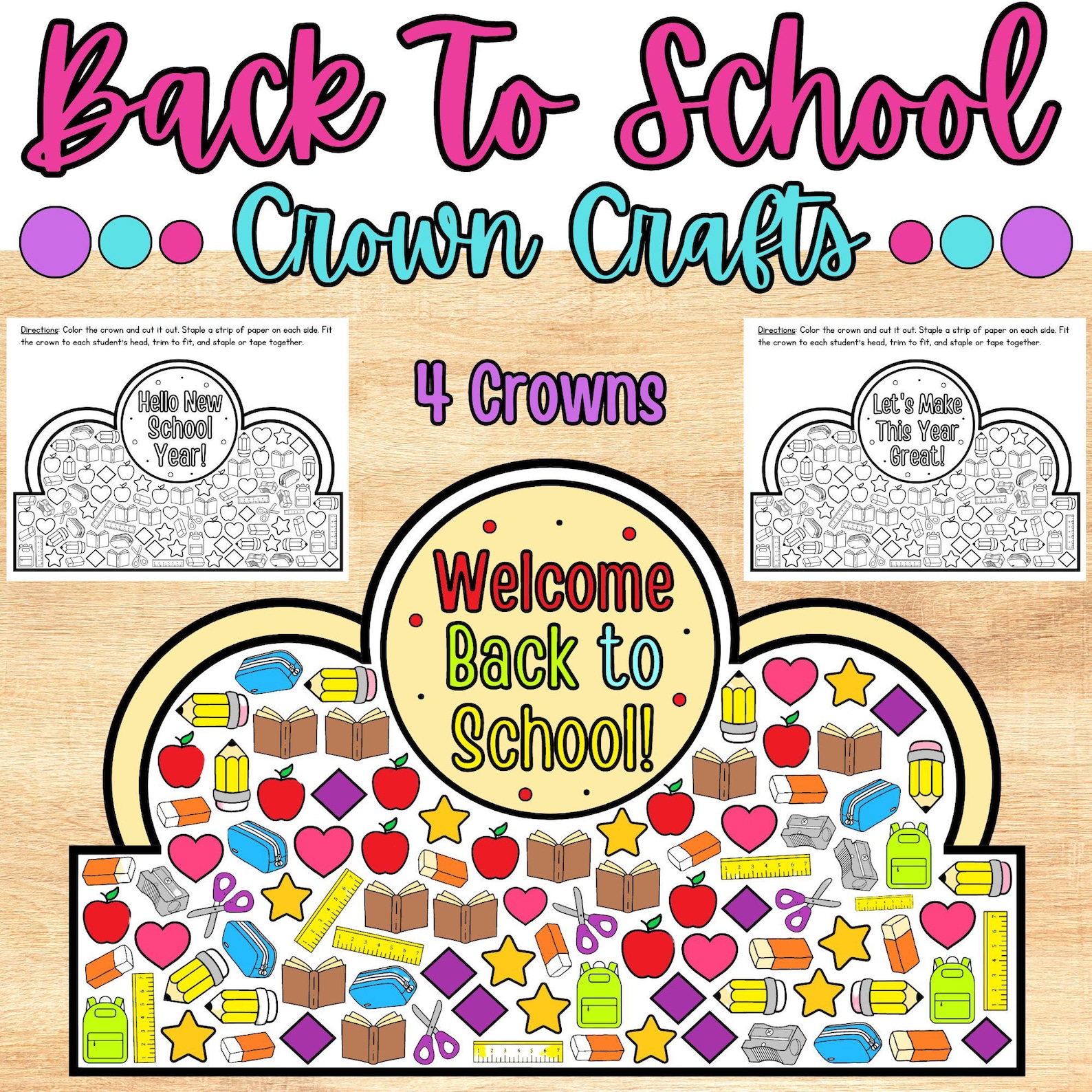 Printable Back to School Paper Crown Crafts | First Day of School Crown ...