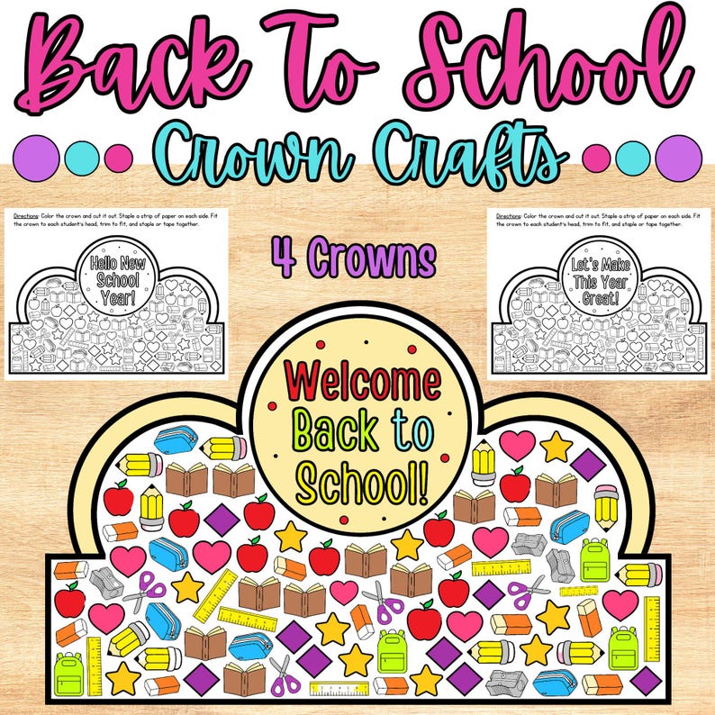 Printable Back to School Paper Crown Crafts | First Day of School Crown ...